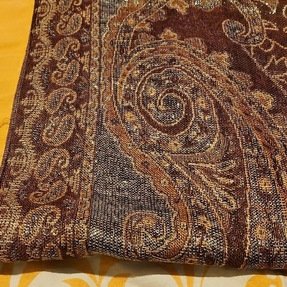 Accessories | Elegant Paisley Shawl With Metallic Accents And Fringe ...
